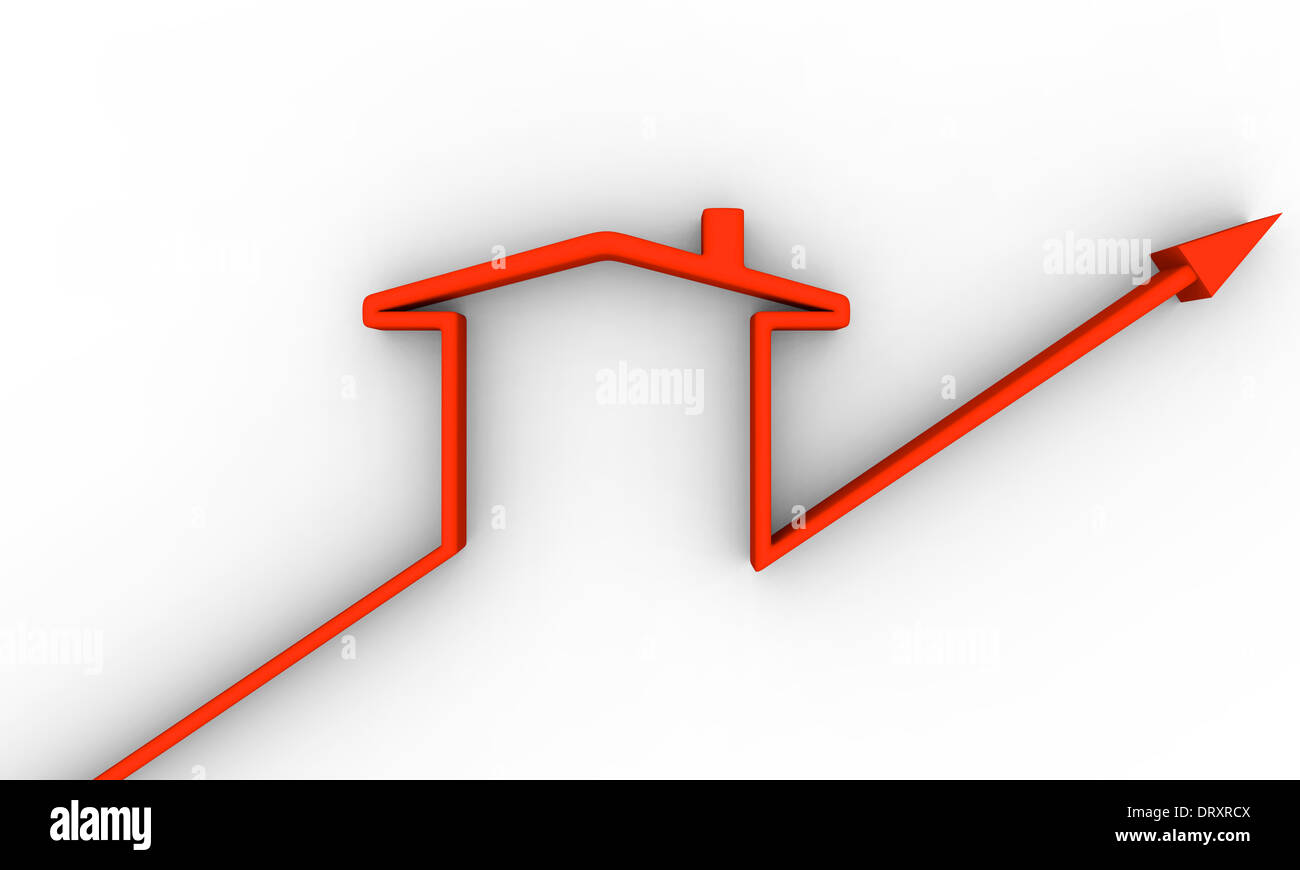Symbol of a house made of red 3D line displaying growth Stock Photo - Alamy