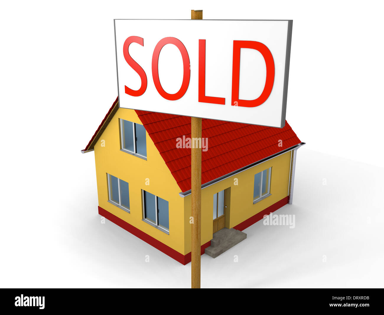 Miniature model of a family house and sign saying "sold Stock Photo - Alamy