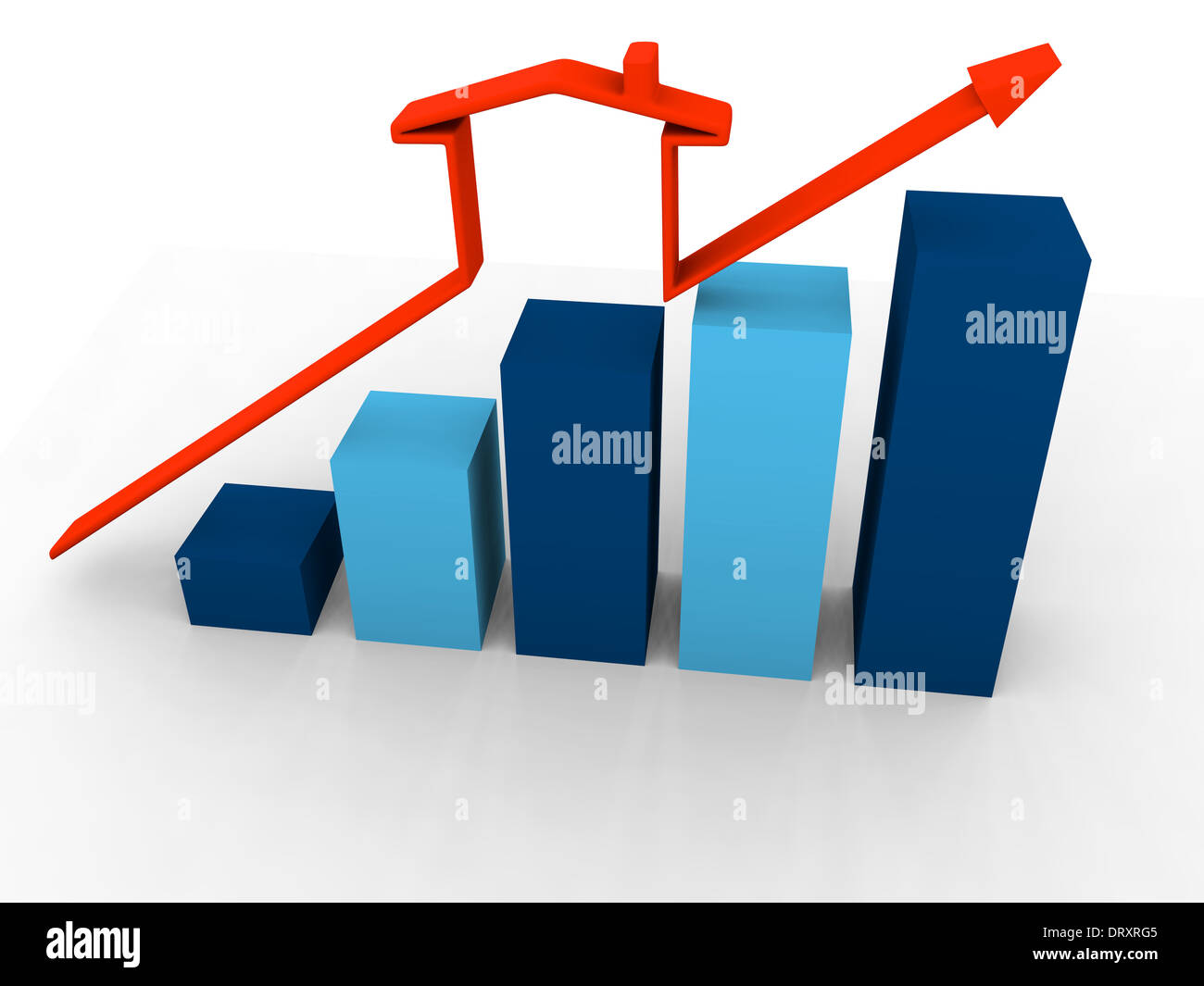Growth chart with house symbol on the trend line Stock Photo - Alamy