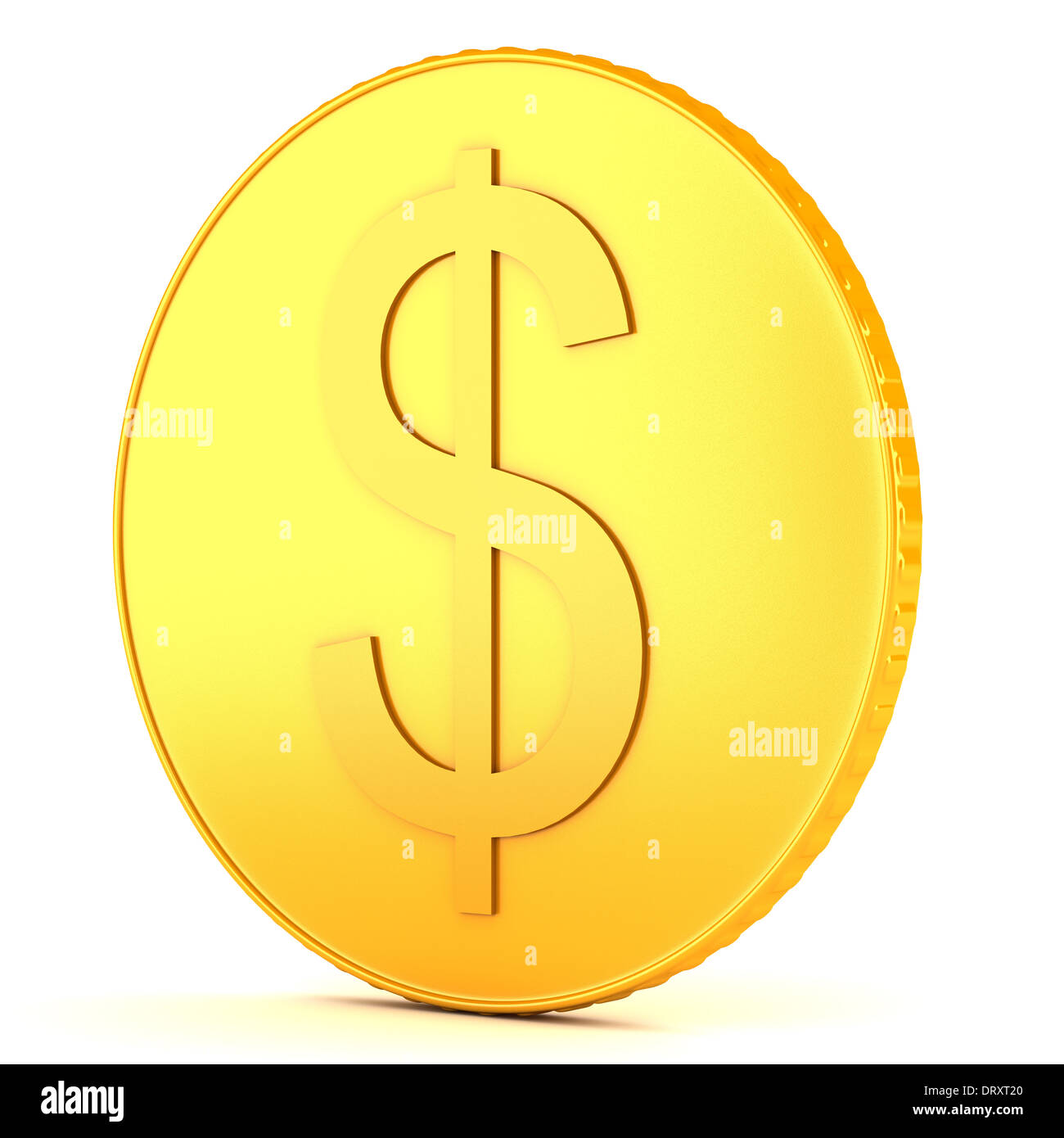 Golden coin with dollar sign isolated on white background. 3d ...