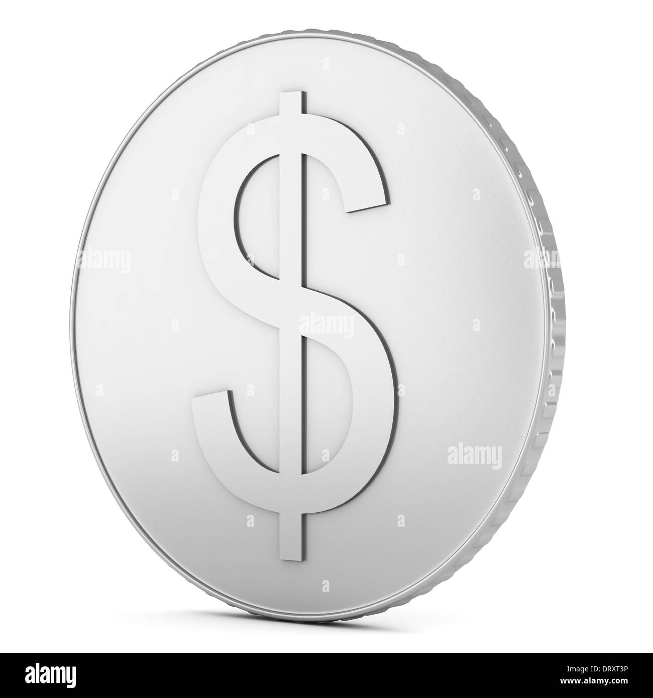 Silver coin with dollar sign isolated on white background. 3d ...