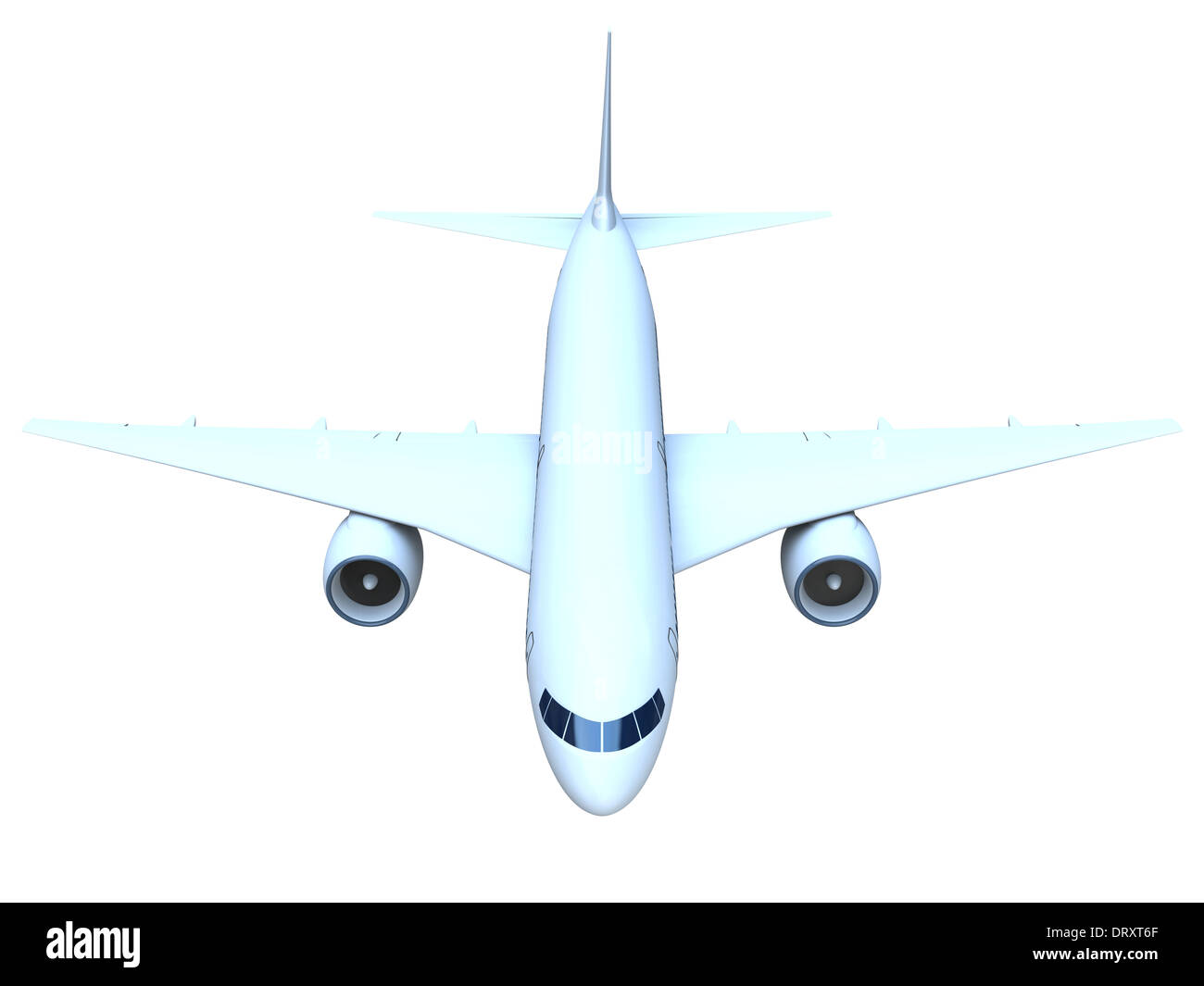 Front view of a flying passenger jet isolated on white background Stock ...