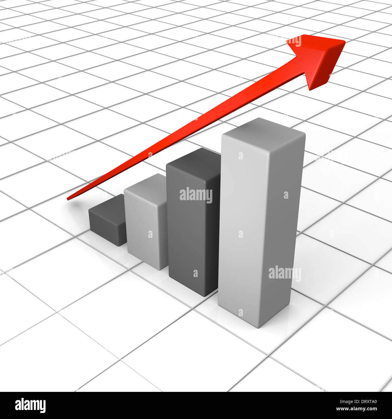 3D illustration of growth chart with linear red trend line Stock Photo ...