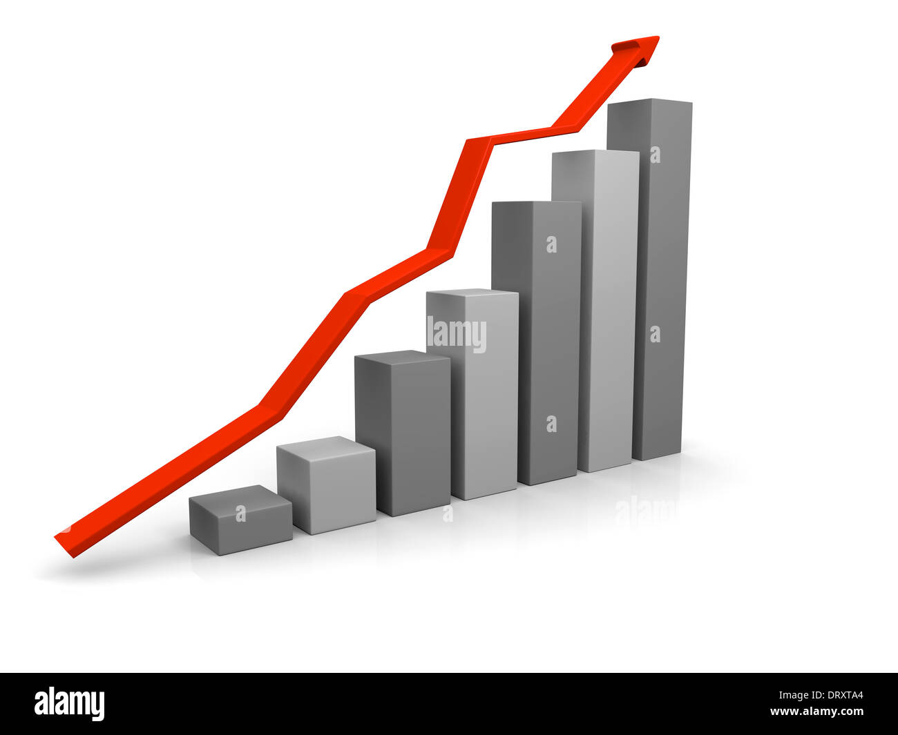 3D illustration of growth chart with red trend line Stock Photo - Alamy