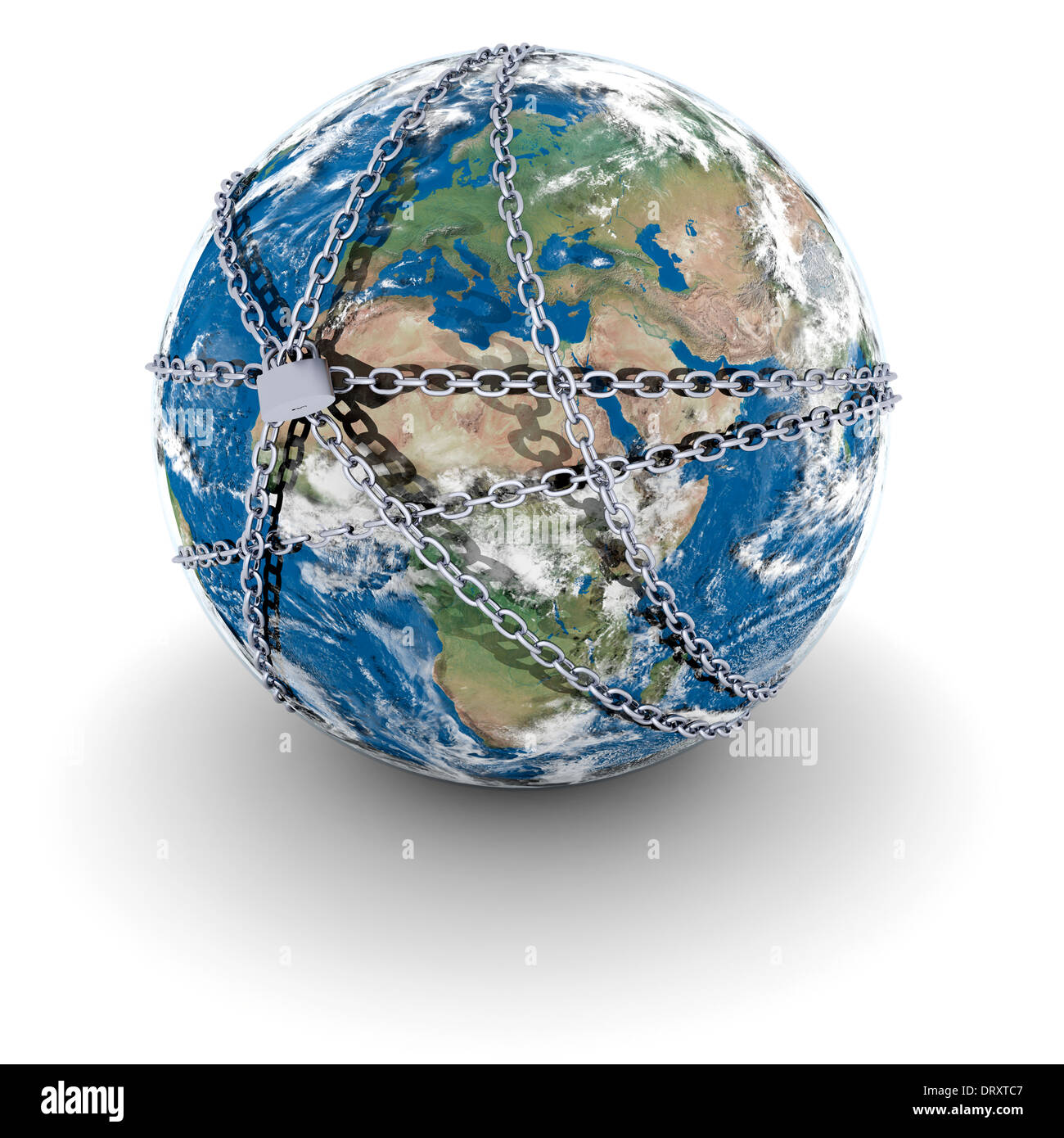 Concept of planet Earth locked in chains. Elements of this image ...