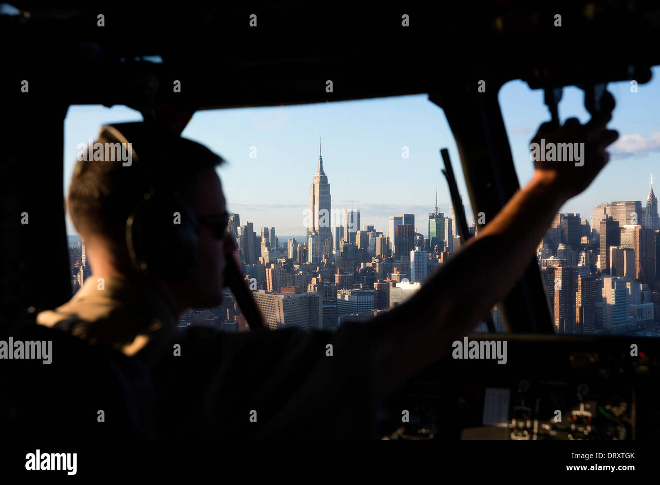 View of the Manhattan skyline from inside Nighthawk Two helicopter ...