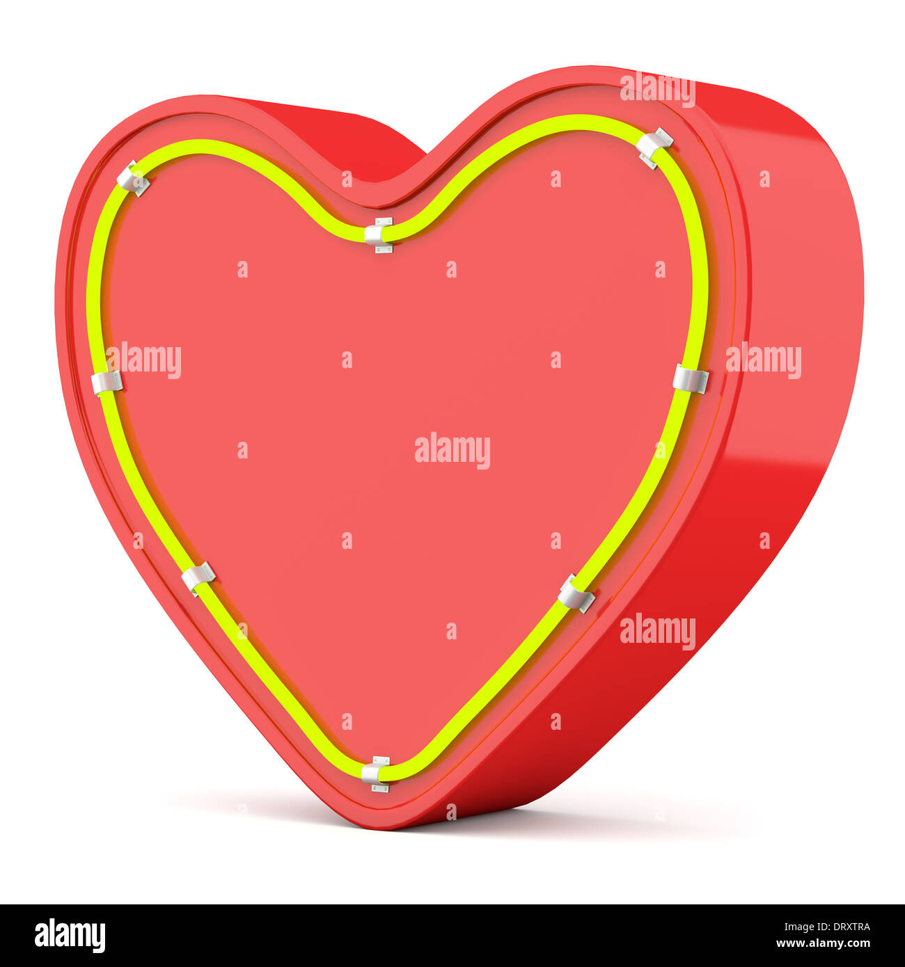 Heart with neon glow isolated on white background. 3d illustration ...
