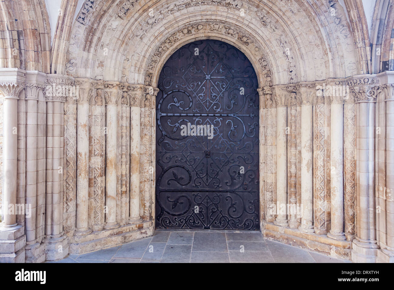 City of London, Inner Temple The 12th century Norman west doorway of ...