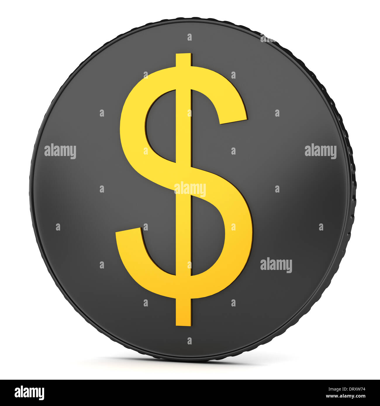 Black coin with dollar sign isolated on white background. 3d ...