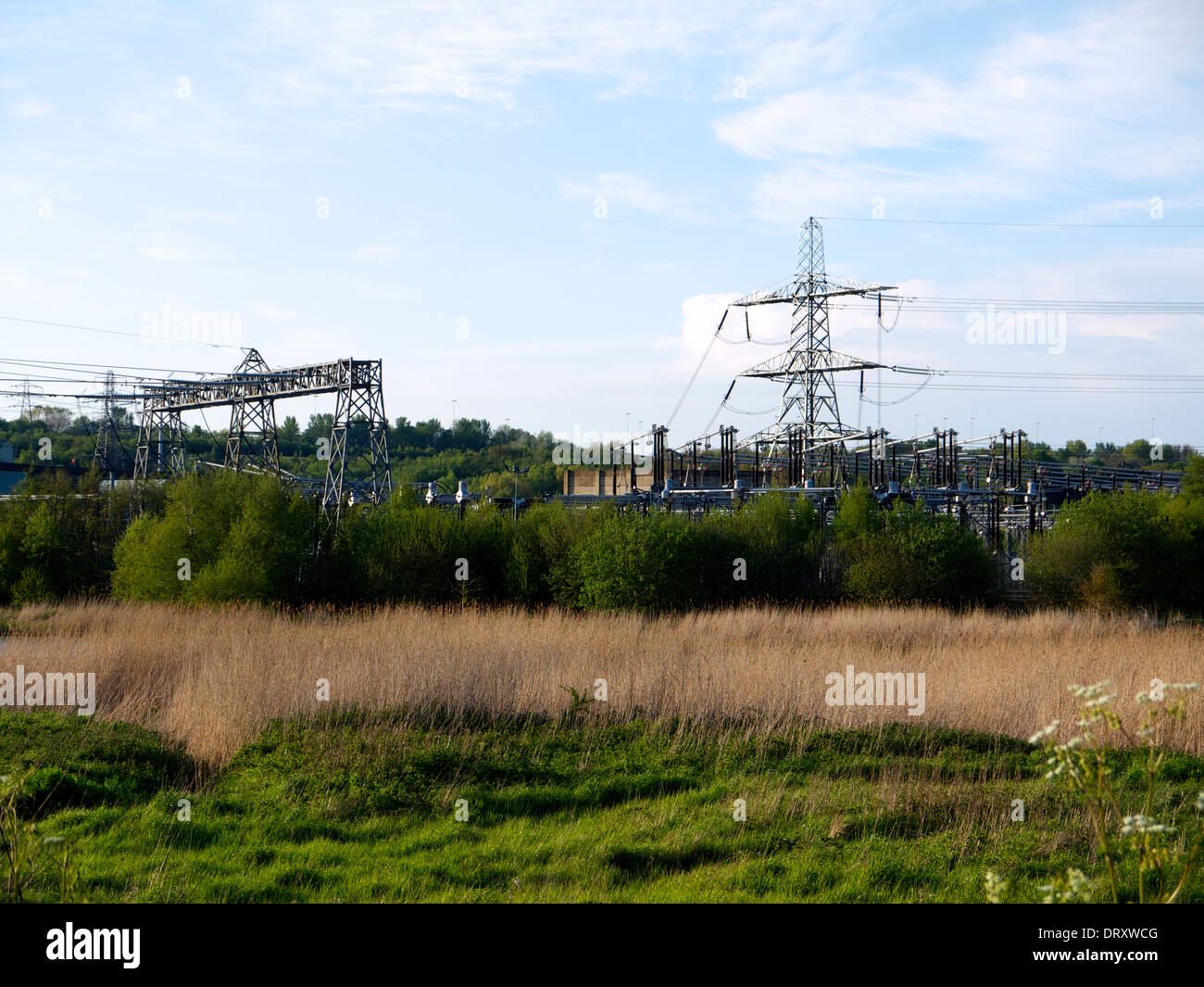 Electricity pylon in a sub station Stock Photo - Alamy