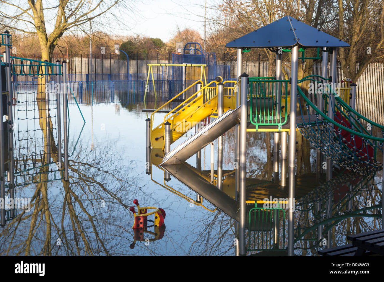 Botley Park Playground during the January 2014 Floods Stock Photo - Alamy
