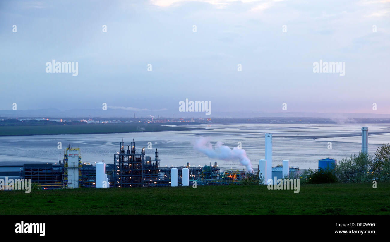 Chemical plant on the edge of a river Stock Photo - Alamy
