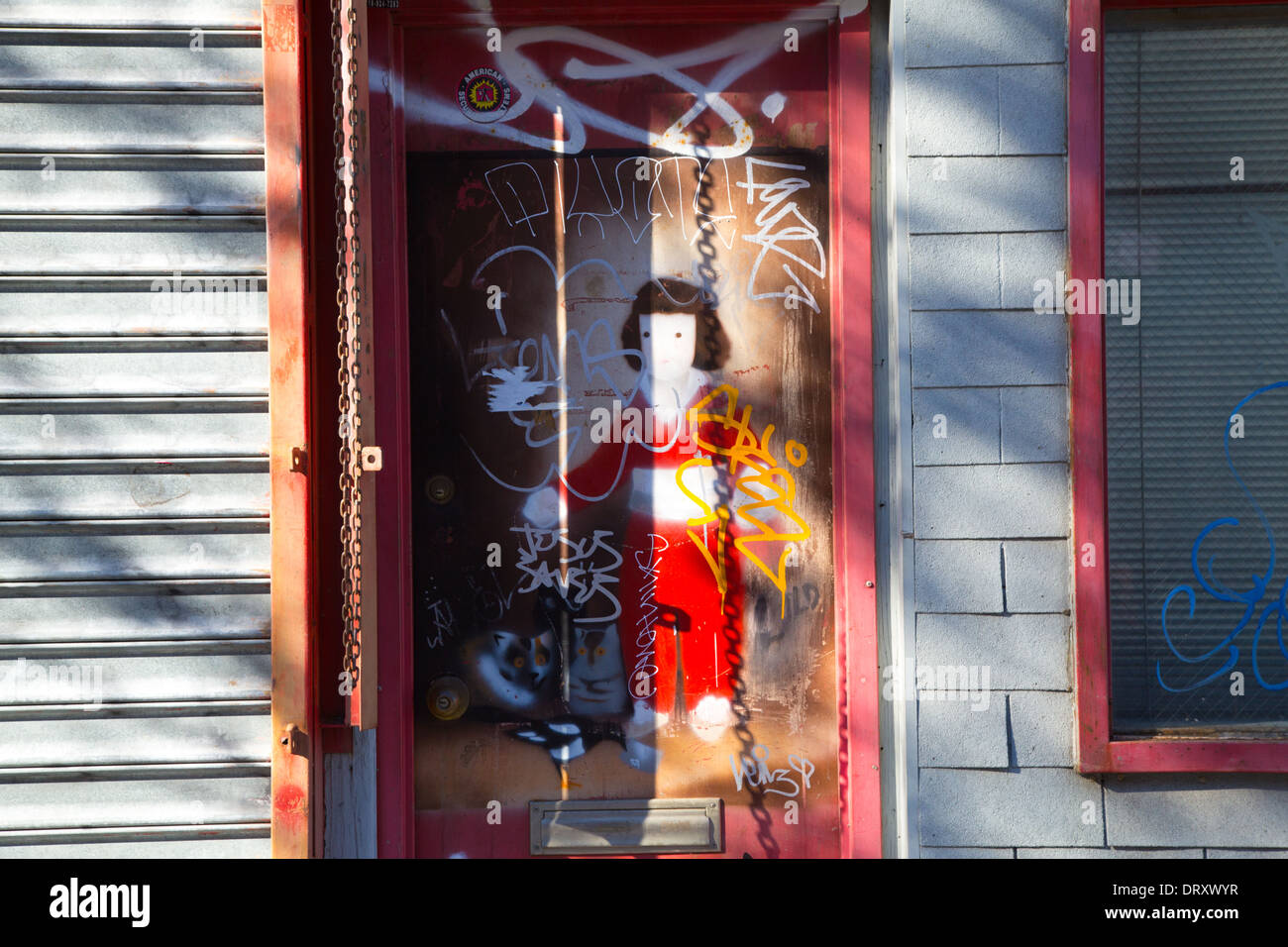Graffiti on a Front Door, Brooklyn, NYC Stock Photo - Alamy