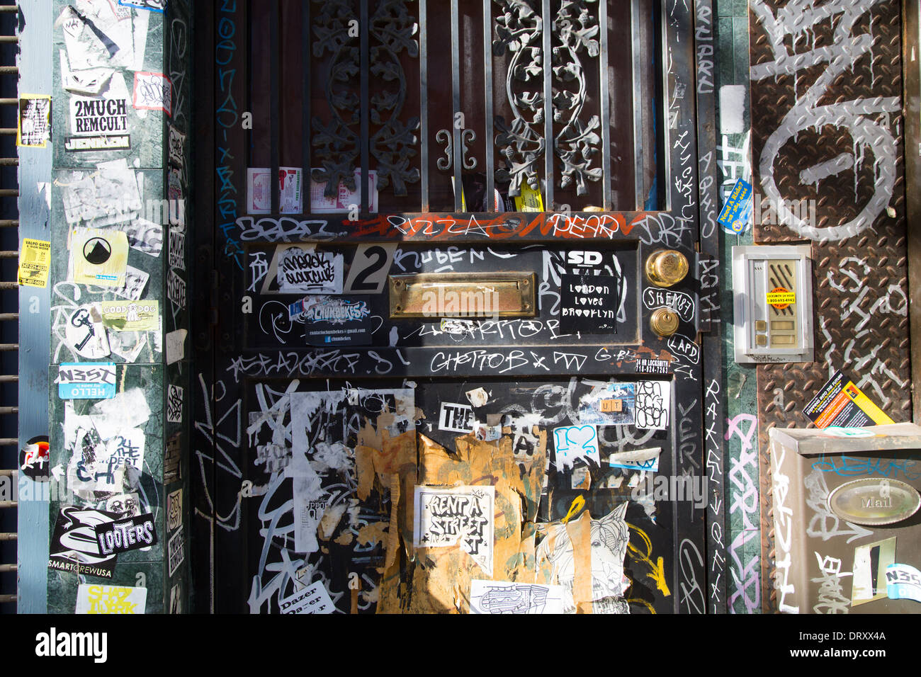 Graffiti on a Front Door, Brooklyn, NYC Stock Photo - Alamy