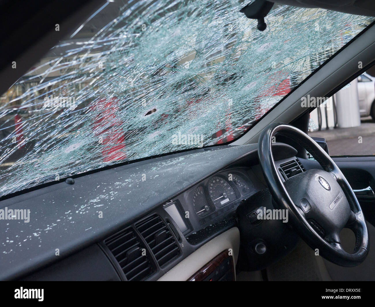 Smashed car windows Stock Photo - Alamy