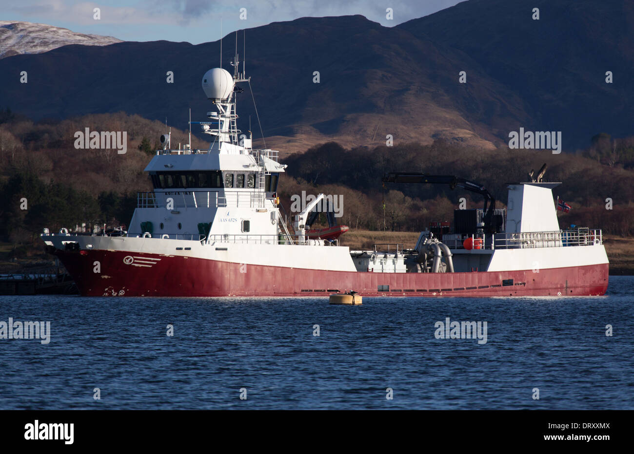 Loch Creran, Scotland. The Norwegian fish carrier ship ‘Ronja Skye’ AAS ...