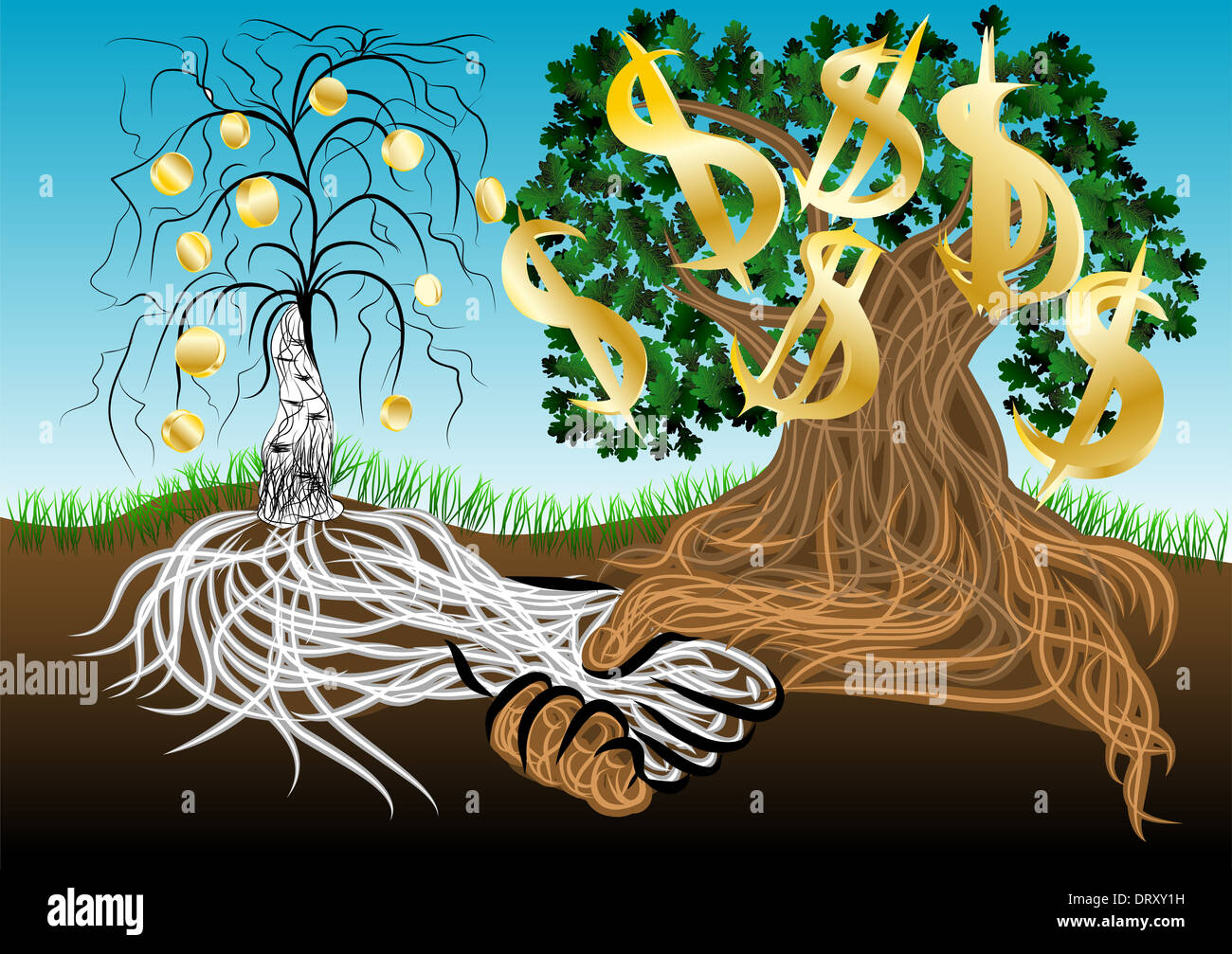 conclusion of the agreement. handshake of the two trees Stock Photo - Alamy