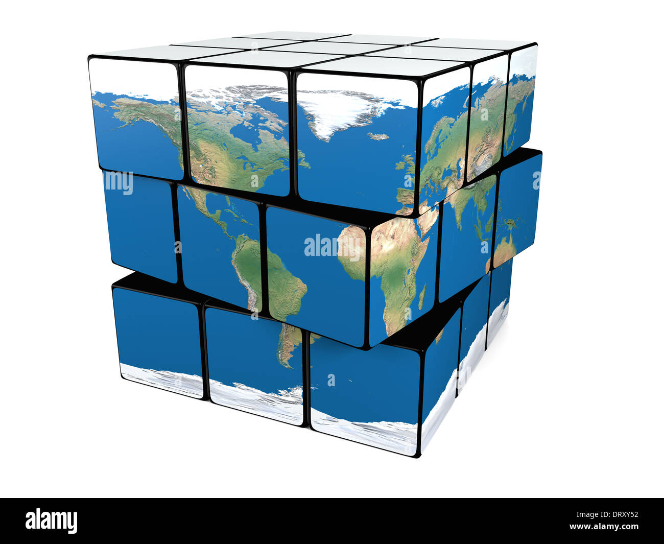 Cube representing planet Earth isolated on white background. Elements ...
