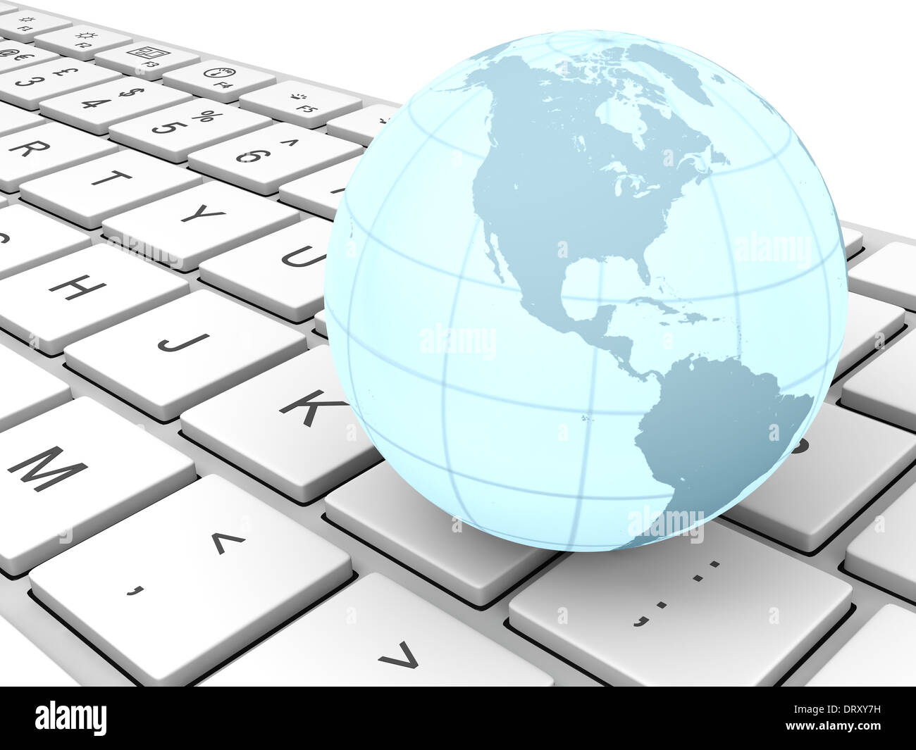 Glowing model of Earth on computer keyboard. Elements of this image ...