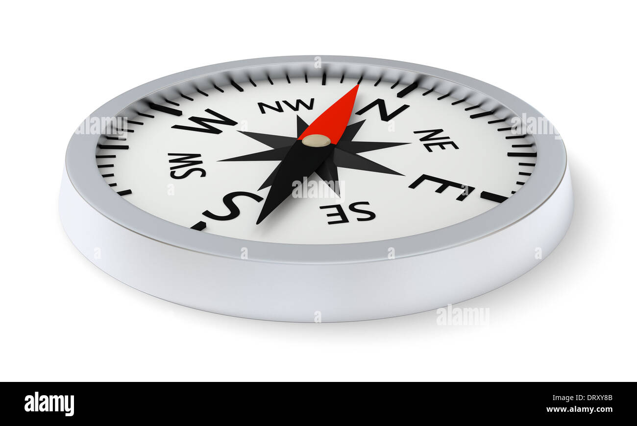 Model of silver compass isolated on white background Stock Photo - Alamy