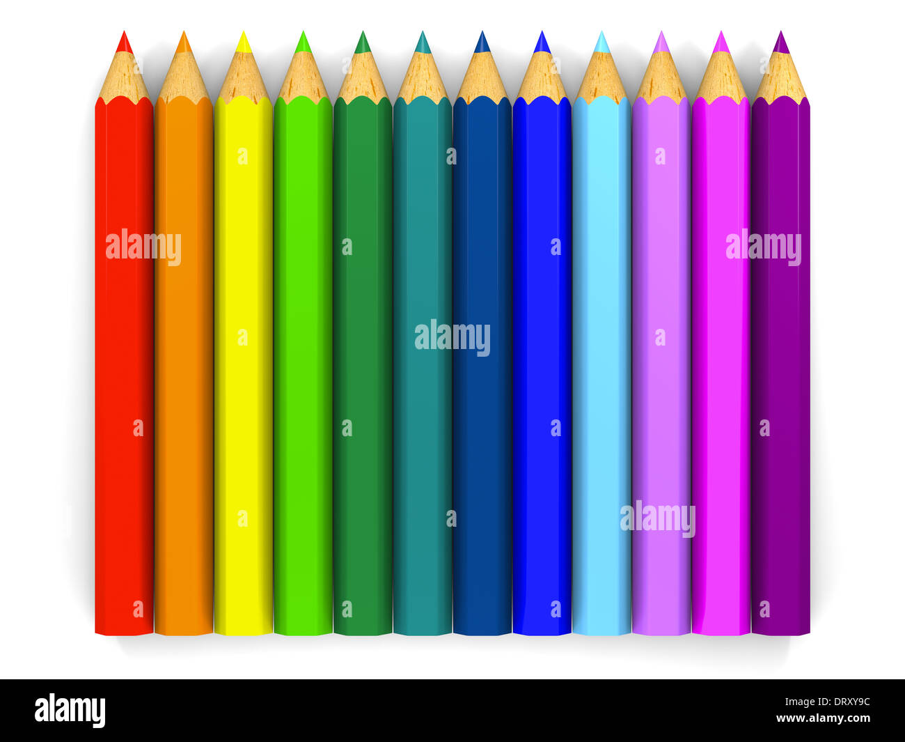 Color pencils lined up in a row Stock Photo - Alamy