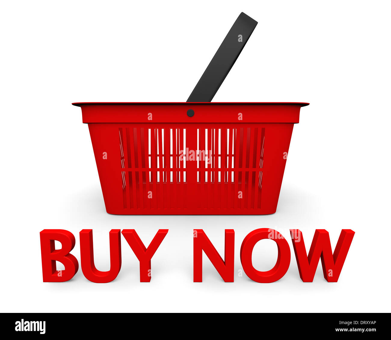 Buy now sign with red shopping basket isolated on white background ...