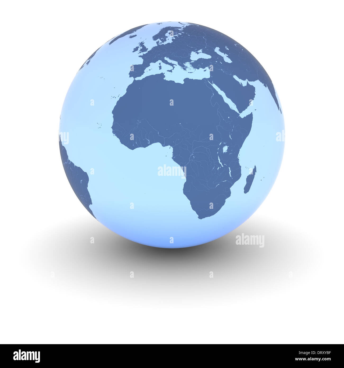 Blue model of Earth with slight glow isolated on white background ...