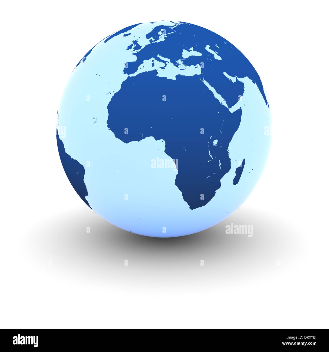 Blue model of Earth with slight glow isolated on white background ...