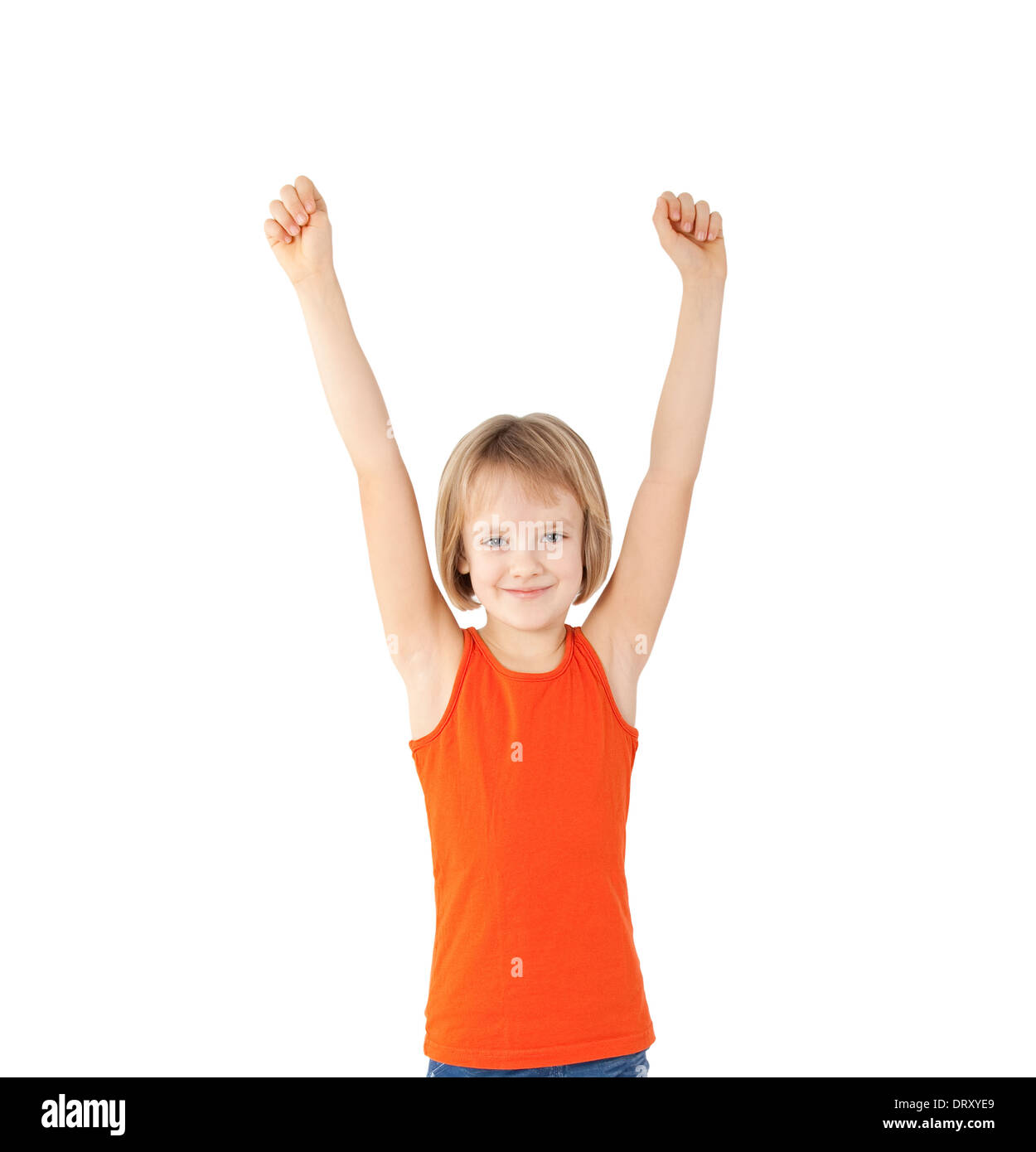 girl with raised hands Stock Photo - Alamy