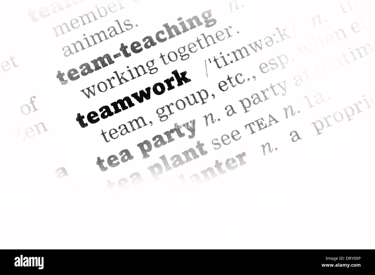 Teamwork Dictionary Definition closeup black and white Stock Photo - Alamy