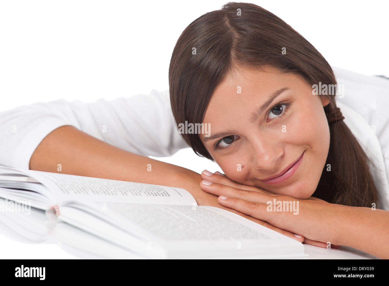 Portrait of teenager reading book Stock Photo - Alamy