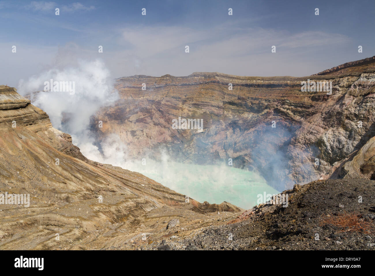 The crater of the volcano Mt Aso, on the island of Kyushu, Japan Stock ...