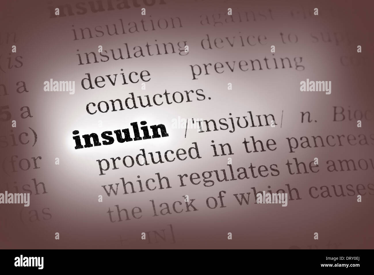 Insulin Dictionary Definition closeup black and white Stock Photo - Alamy