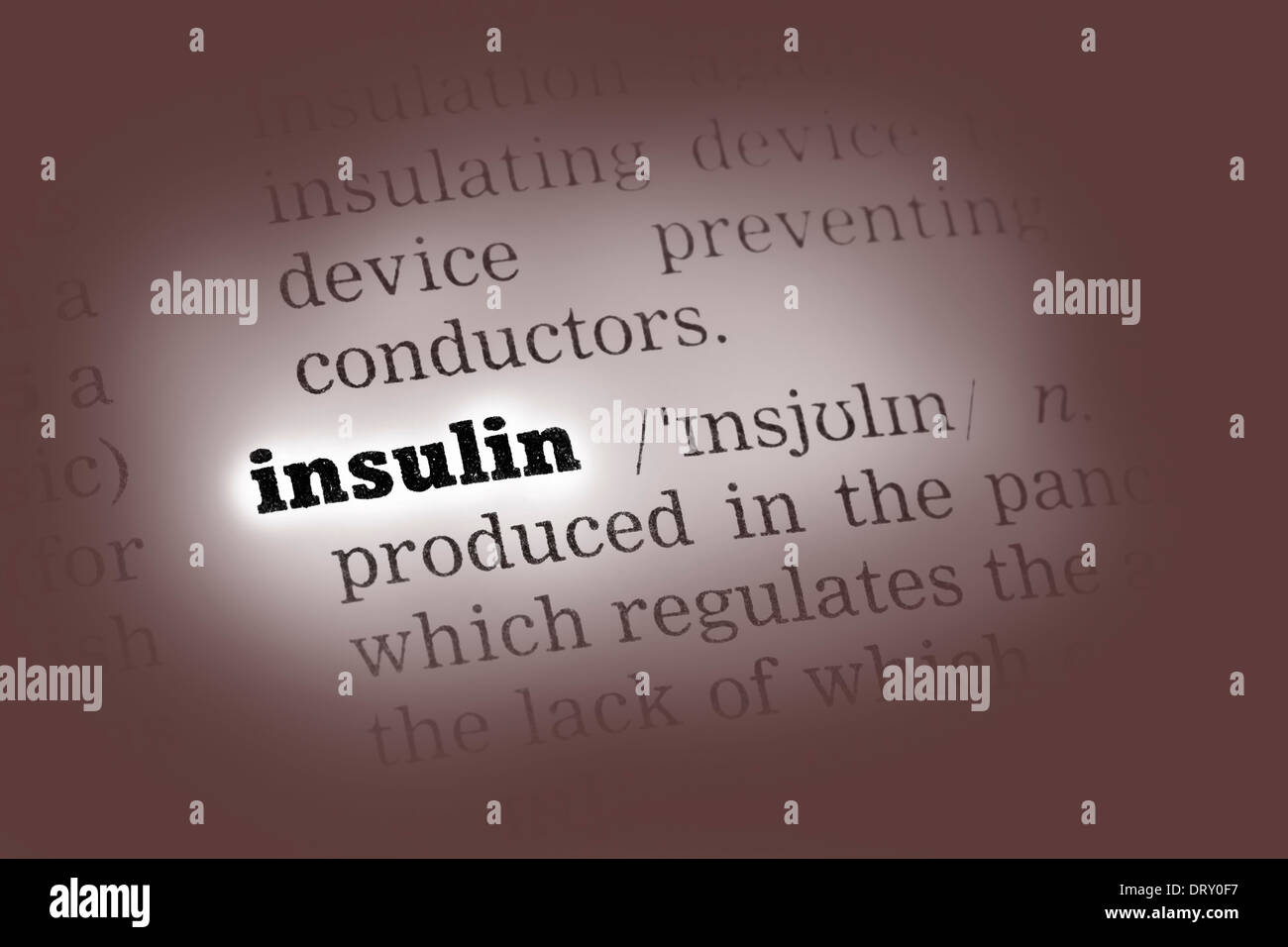 Insulin Dictionary Definition closeup black and white Stock Photo - Alamy