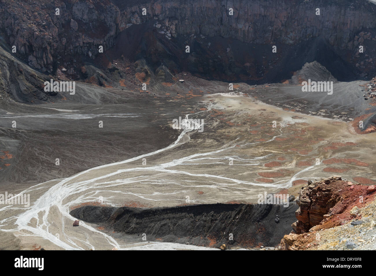 Ash and rock in a crater at Mt Aso, Japan Stock Photo - Alamy