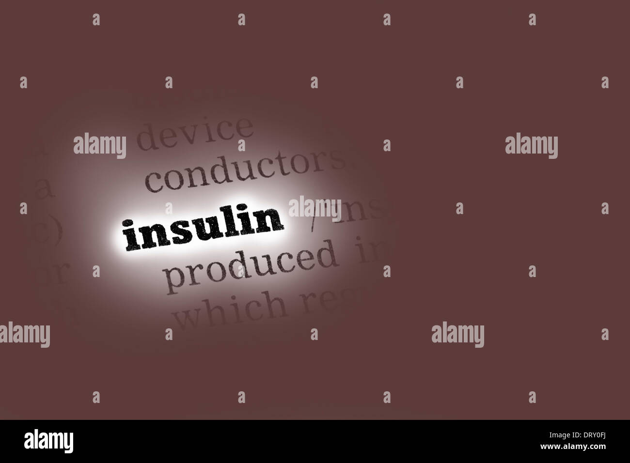 Insulin Dictionary Definition closeup black and white Stock Photo - Alamy