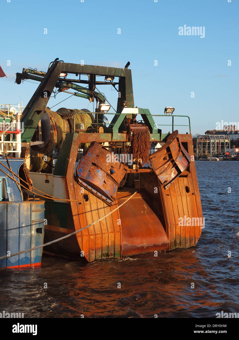 An assemblage of U.K. fisheries inshore fishing trawlers moored at ...