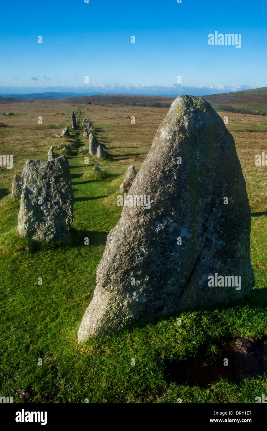 Merrivale stone row hi-res stock photography and images - Alamy