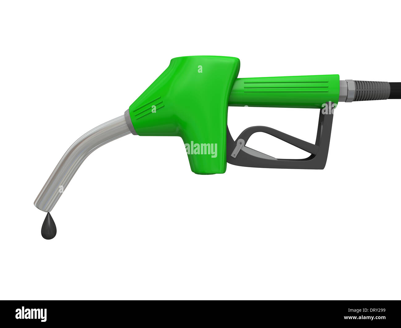 Illustration of green fuel pump nozzle with oil drop isolated on white ...