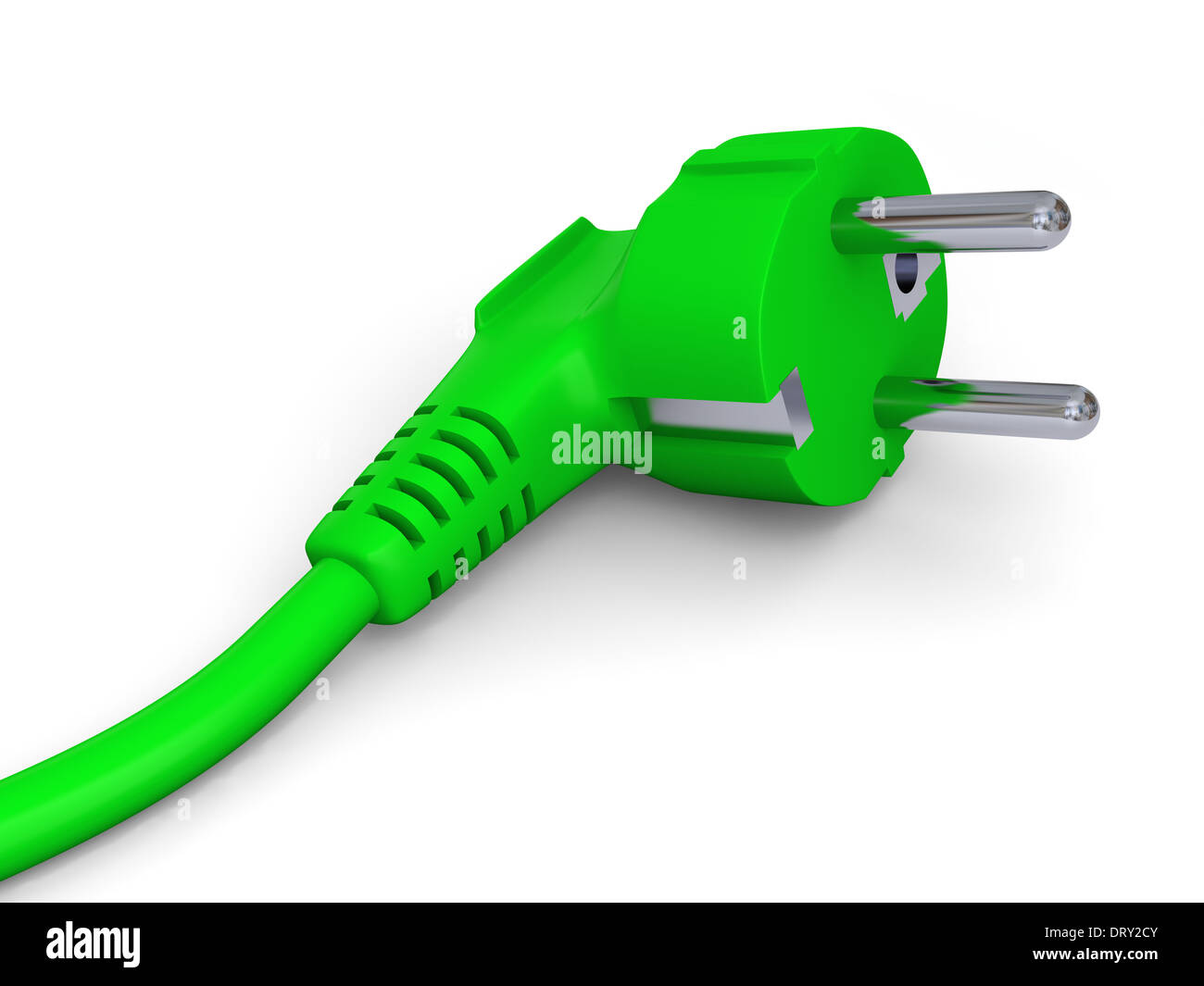 Close-up illustration of disconnected green electric plug with power ...