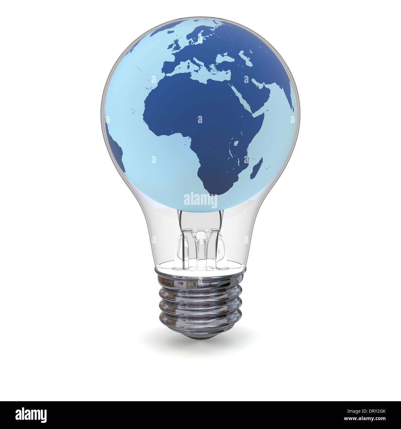 Blue model of planet Earth inside lightbulb, concept of global energy ...