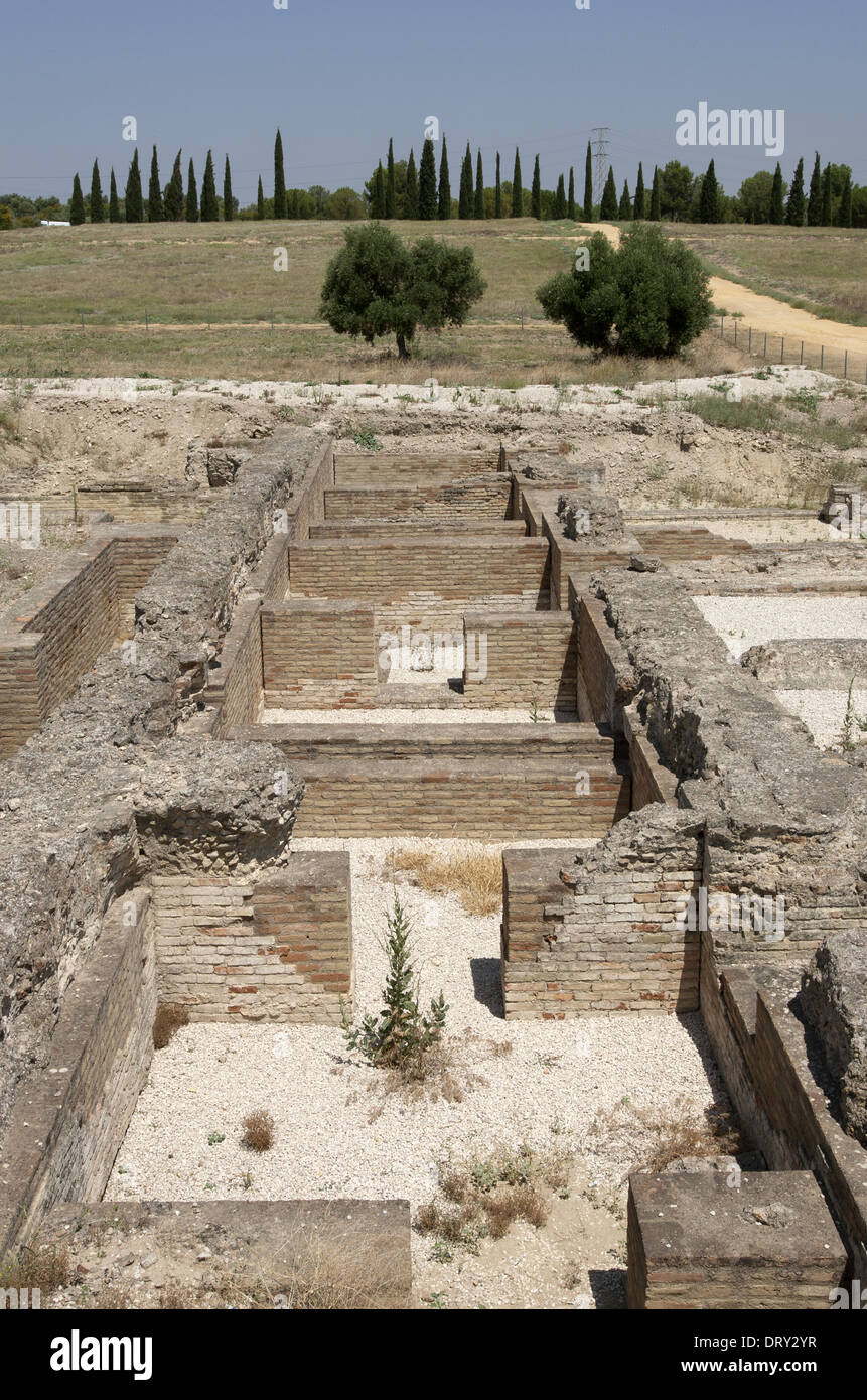 Spain. Italica. Roman city founded c. 206 BC. Thermae, Large Baths ...