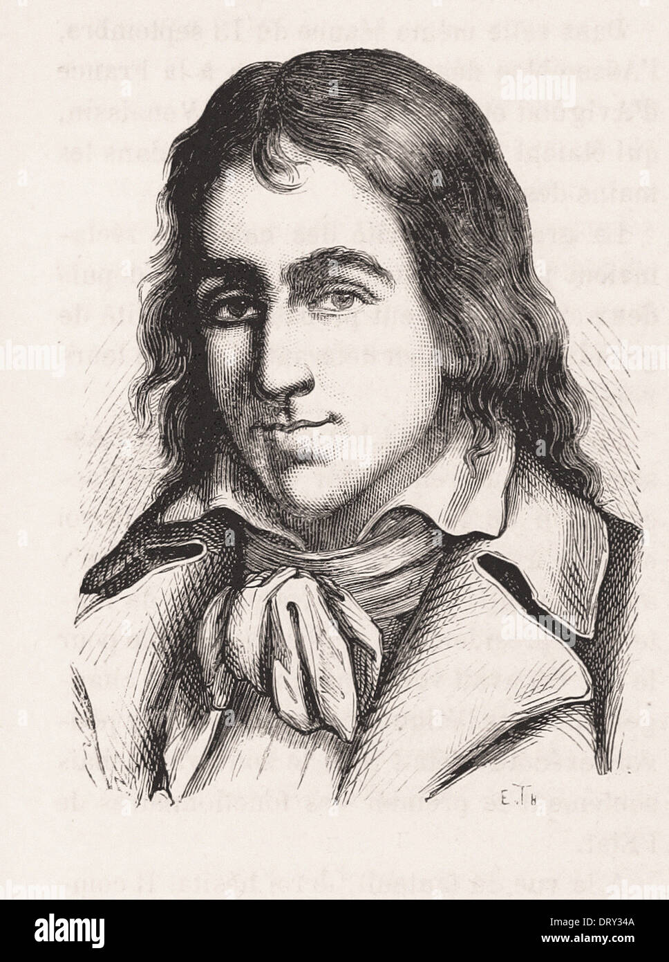 Portrait of Hébert - French engraving XIX th century Stock Photo - Alamy