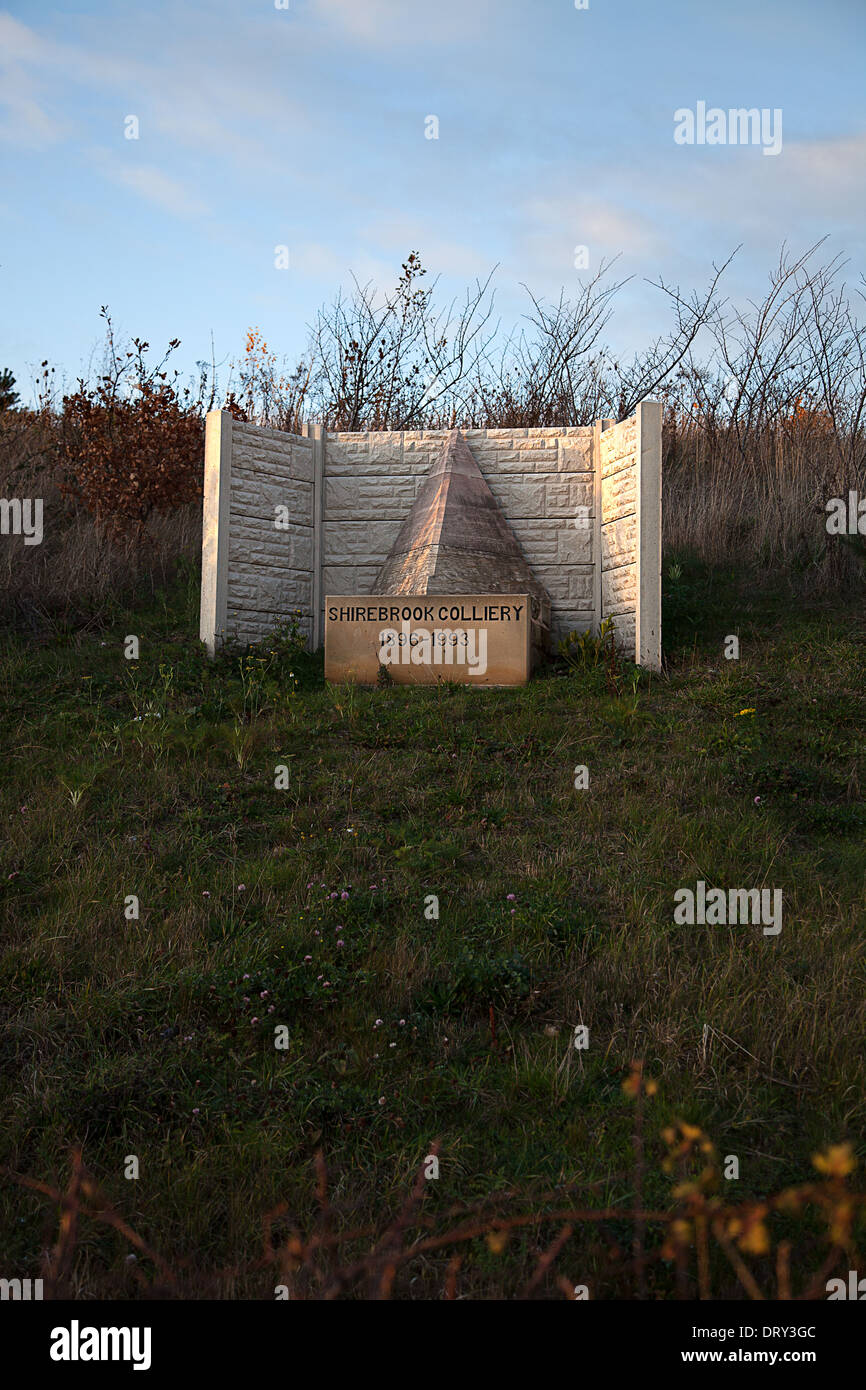 A Monument to the Shirebrook Colliery with dates Stock Photo - Alamy