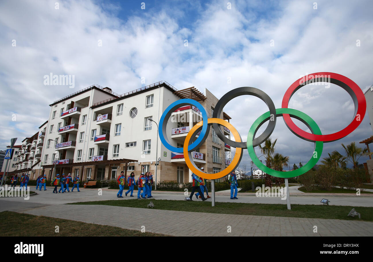 Sochi, Russia. 04th Feb, 2014. The Olympic Rings are seen in the ...