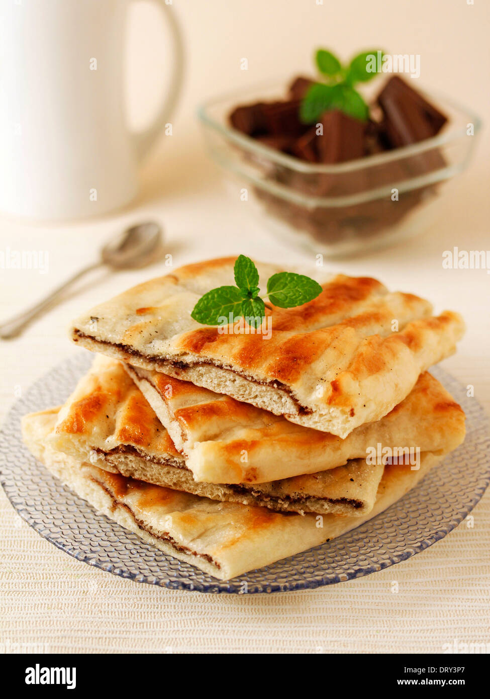 "Coca" with chocolate. Typical food from Catalonia, Spain. Recipe ...