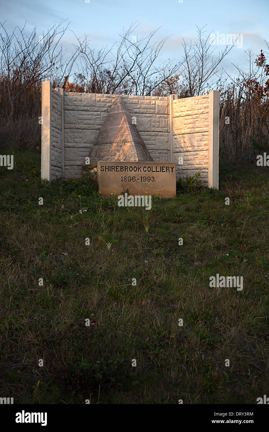 A Monument to the Shirebrook Colliery with dates Stock Photo - Alamy