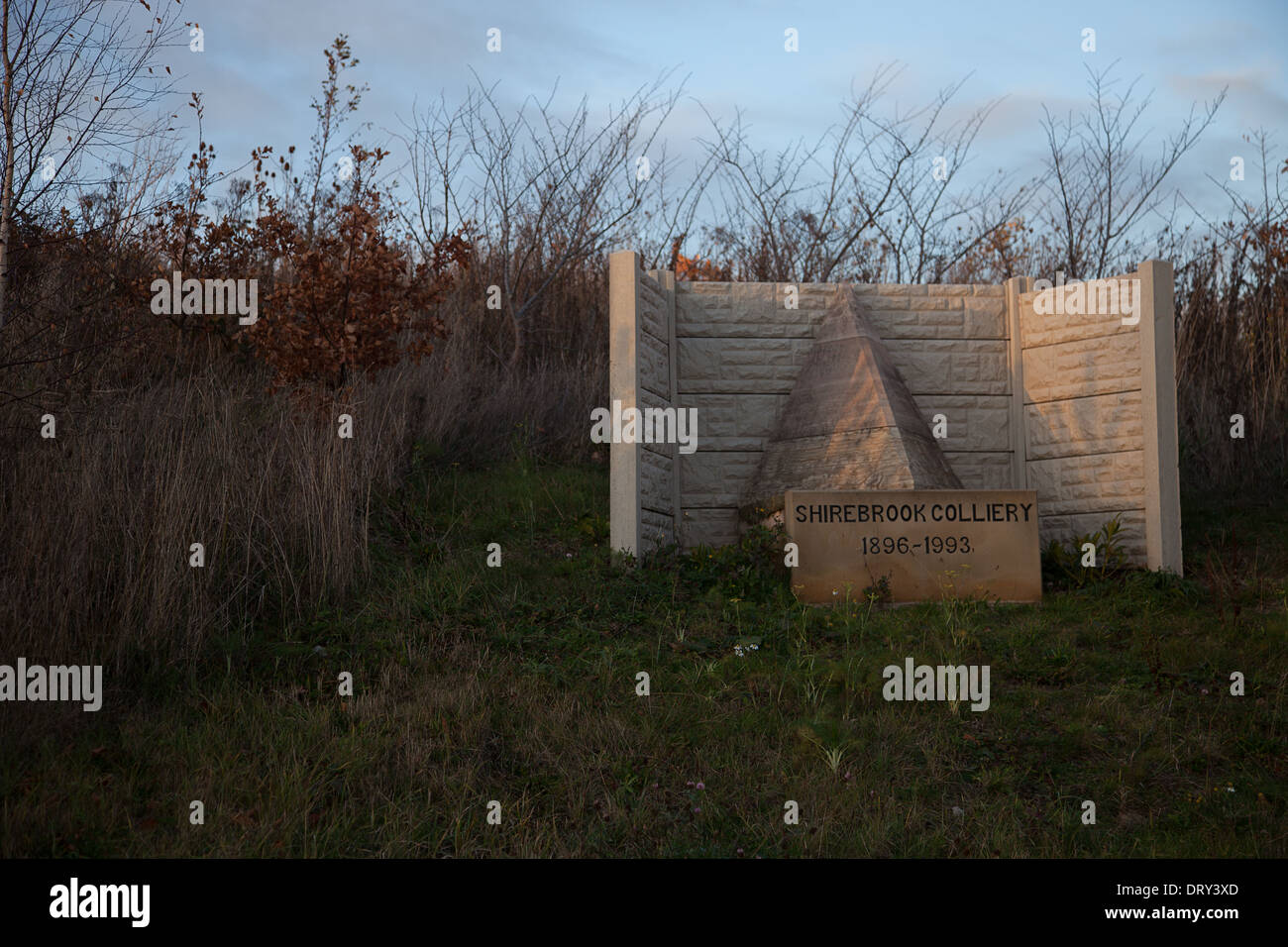 A Monument to the Shirebrook Colliery with dates Stock Photo - Alamy