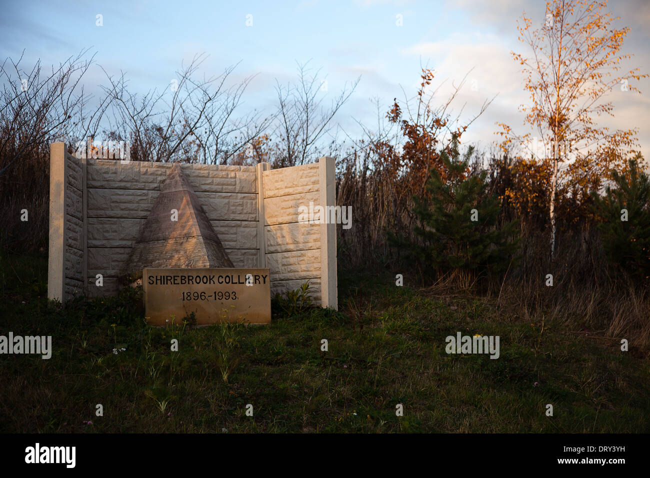 A Monument to the Shirebrook Colliery with dates Stock Photo - Alamy