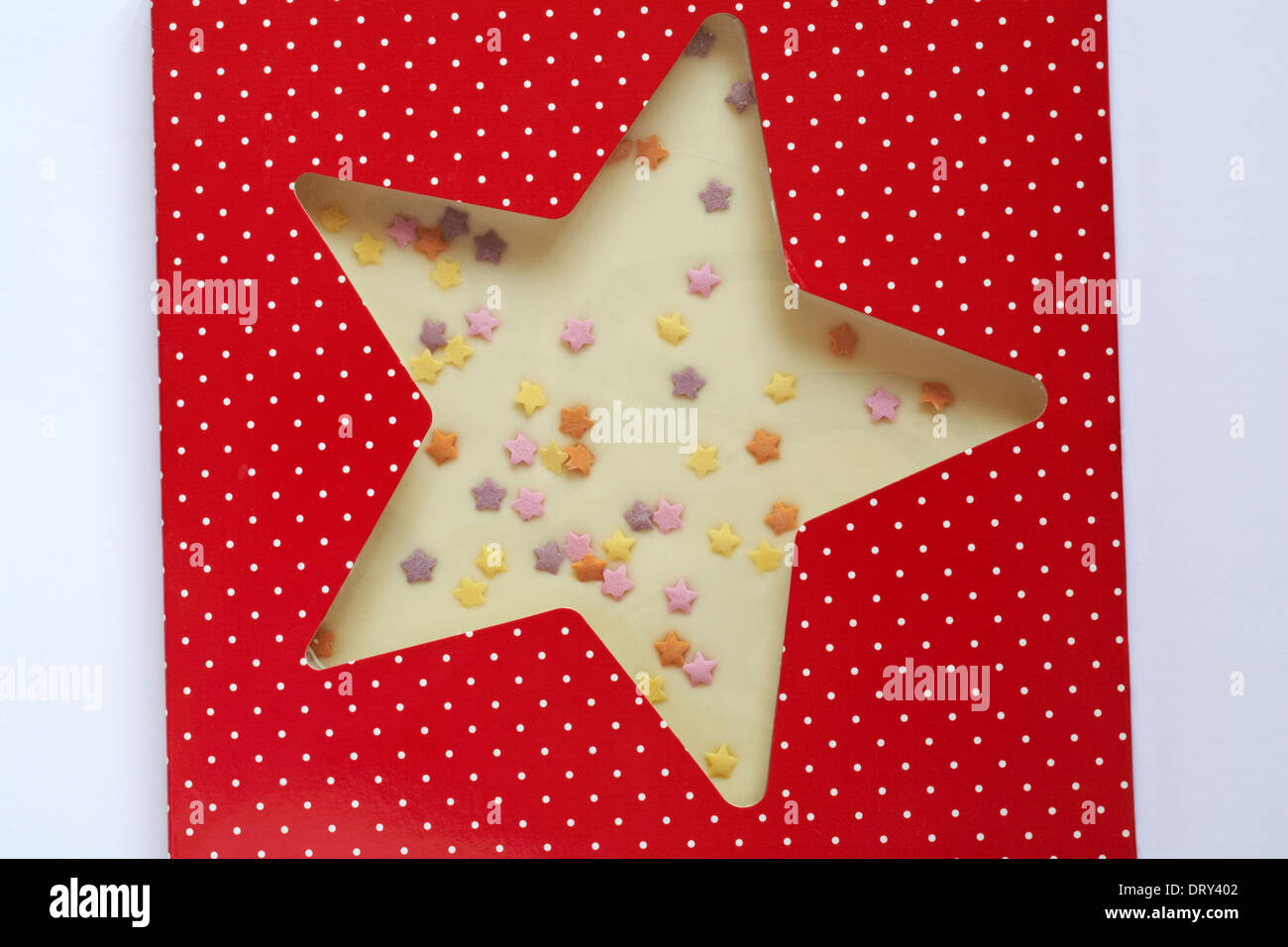 box with white chocolate star hand decorated with colour sugar stars ...
